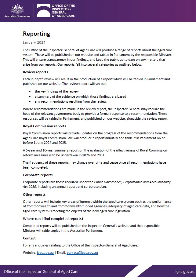 Resources | Inspector-General of Aged Care